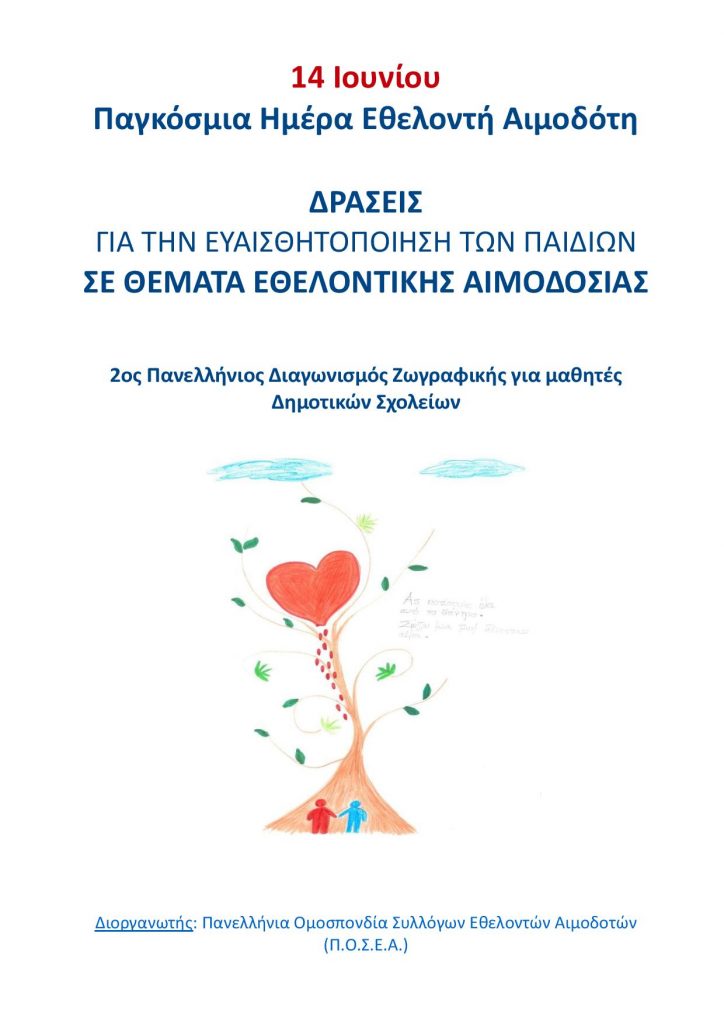 Δράσεις για την 14η Ιουνίου-Παγκόσμια Ημέρα Εθελοντή Αιμοδότη - ΠΟΣΕΑ